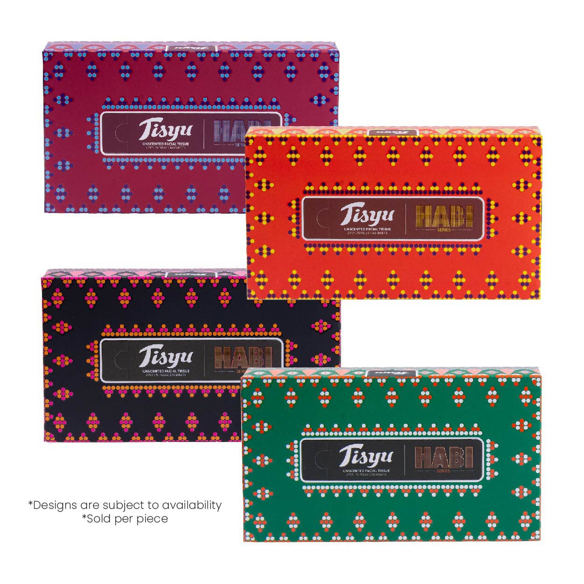 Tisyu Facial Tissue Box Unscented HABI Series 2 Ply 70 Pulls