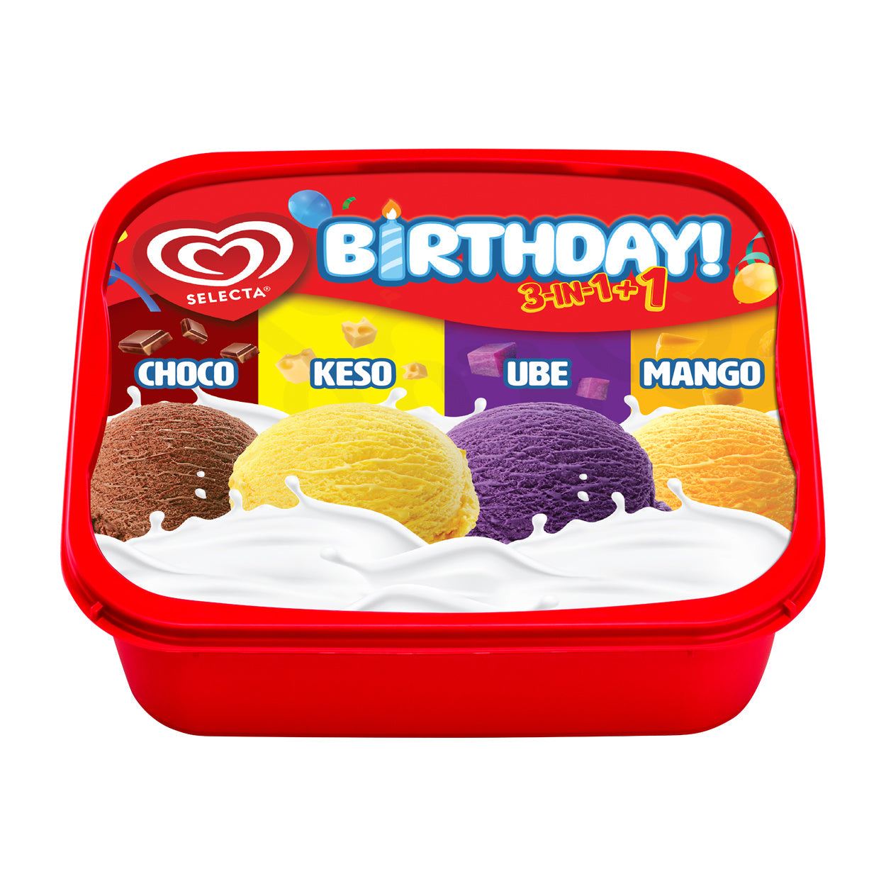 Selecta Birthday 3-in-1+1 Choco Keso Ube Mango Ice Cream 1.25L – Ever ...