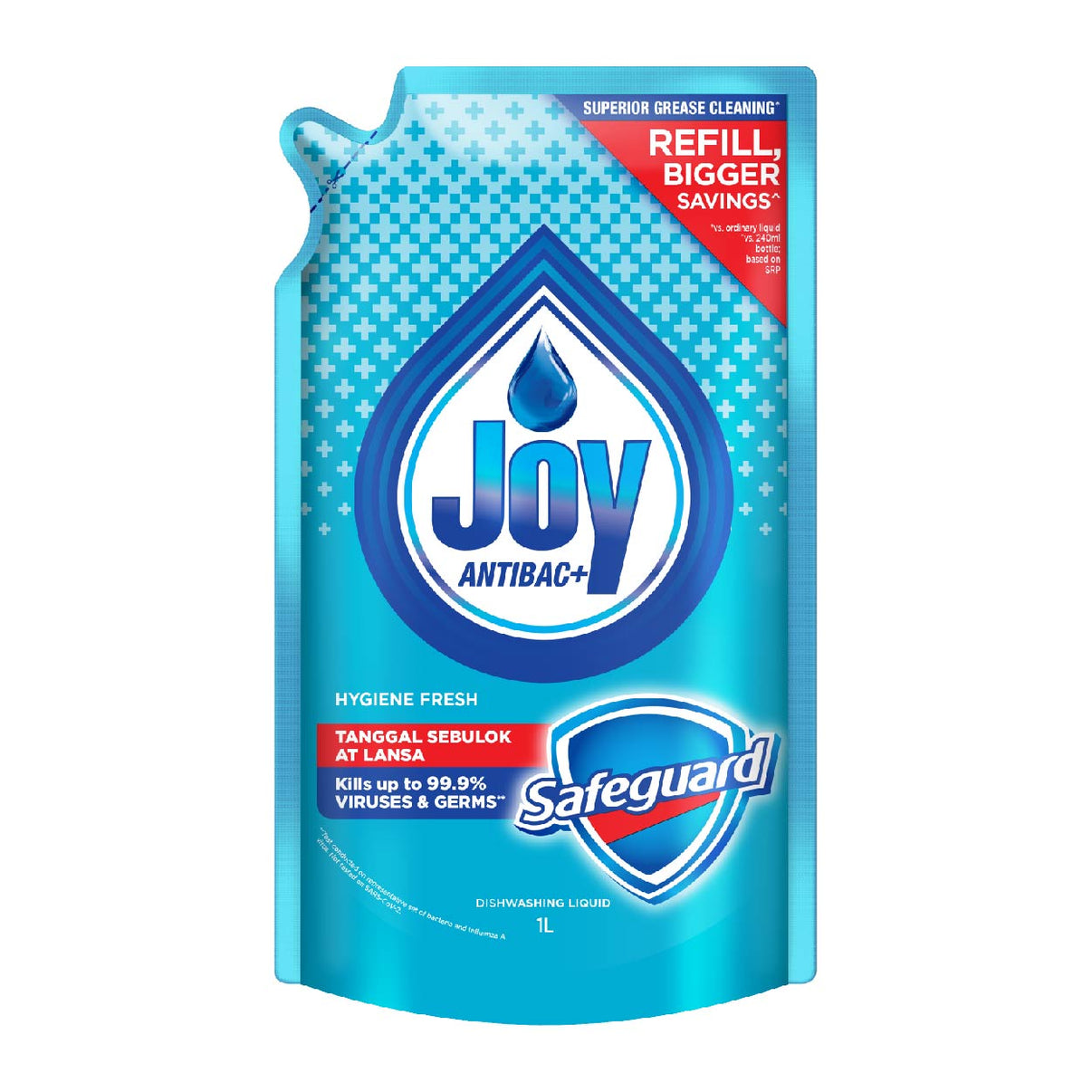 Joy Antibac+ Dishwashing Liquid Safeguard Hygiene Fresh Refill 1L ...