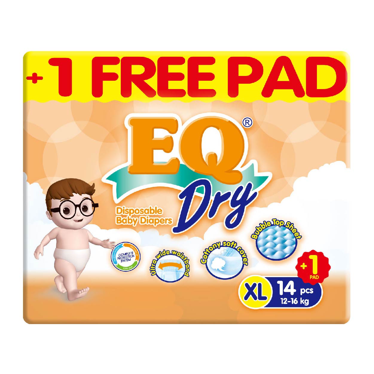 EQ Dry Disposable Baby Diapers XL 14s – Ever Supermarket