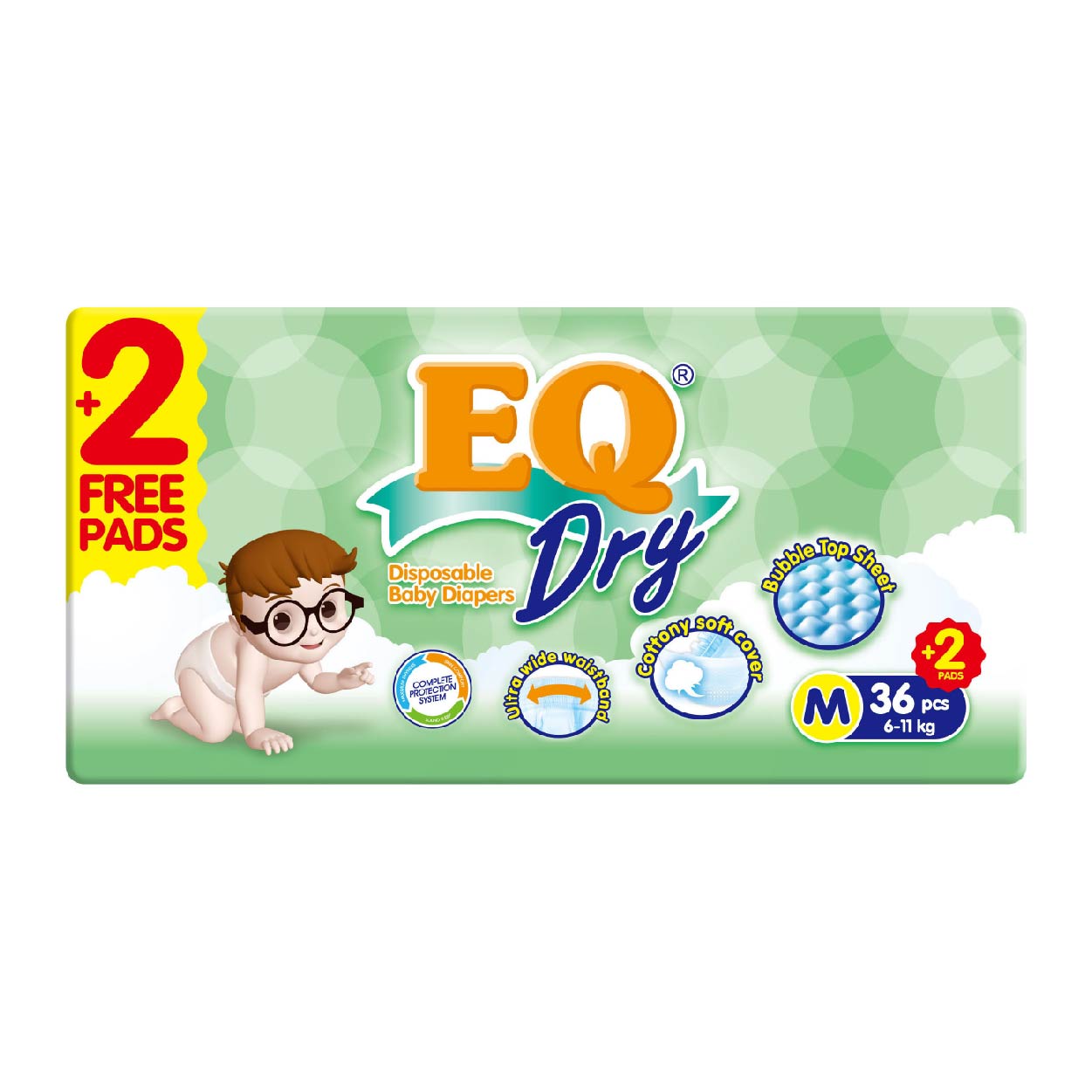 EQ Dry Disposable Baby Diapers M 36s – Ever Supermarket