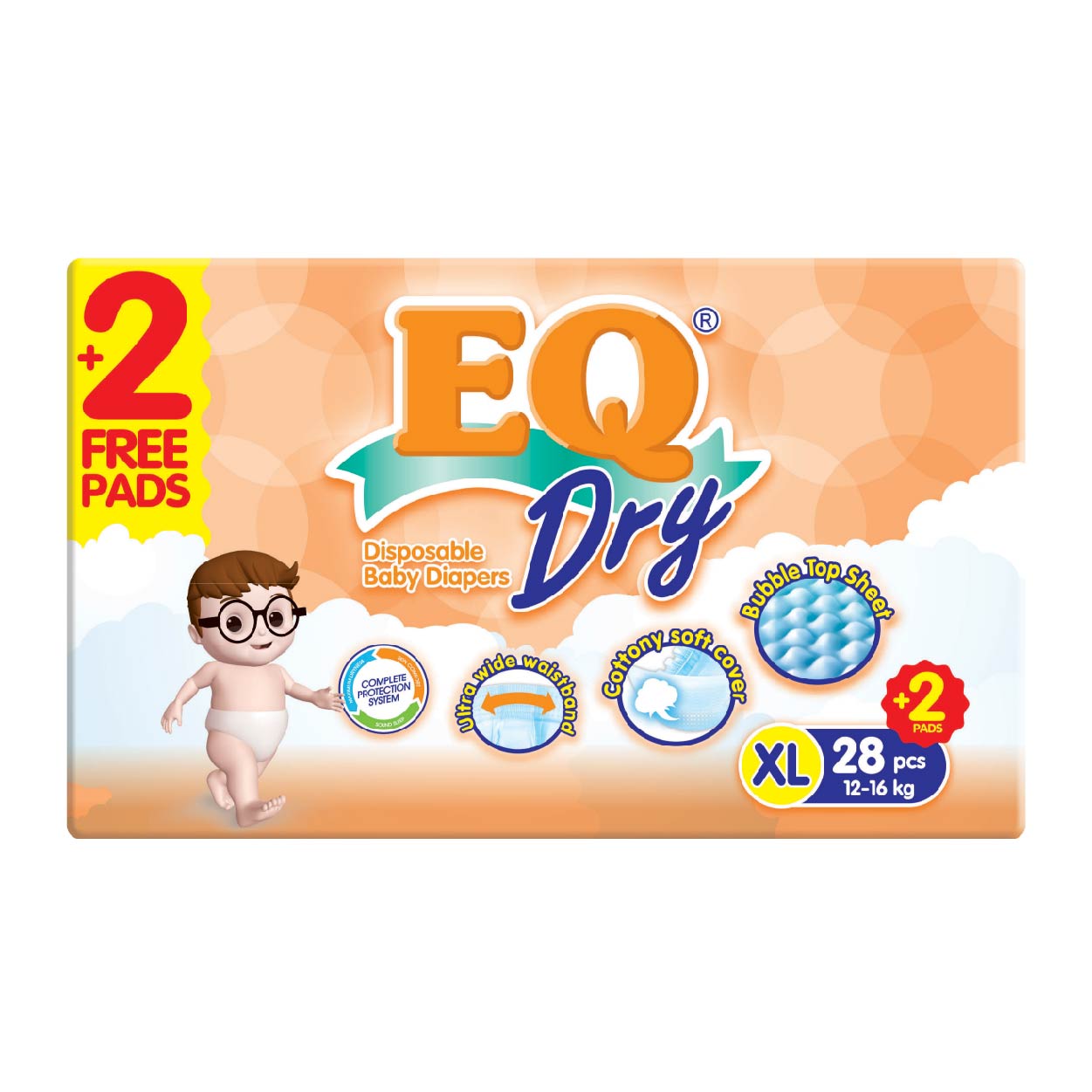 EQ Dry Disposable Baby Diapers XL 28s – Ever Supermarket