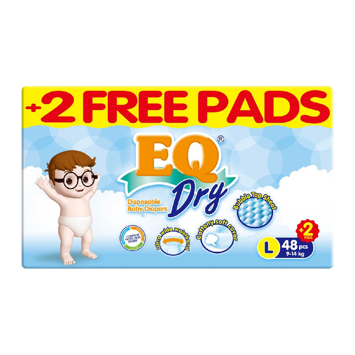 EQ Dry Disposable Baby Diapers L 48s – Ever Supermarket