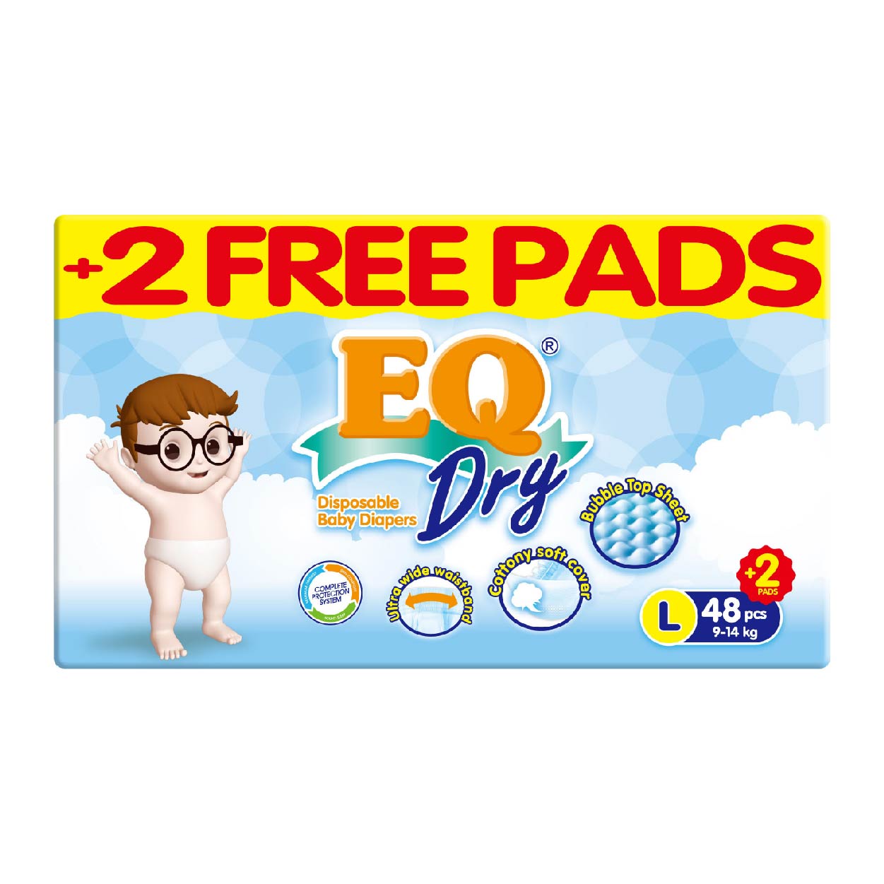 EQ Dry Disposable Baby Diapers L 48s – Ever Supermarket